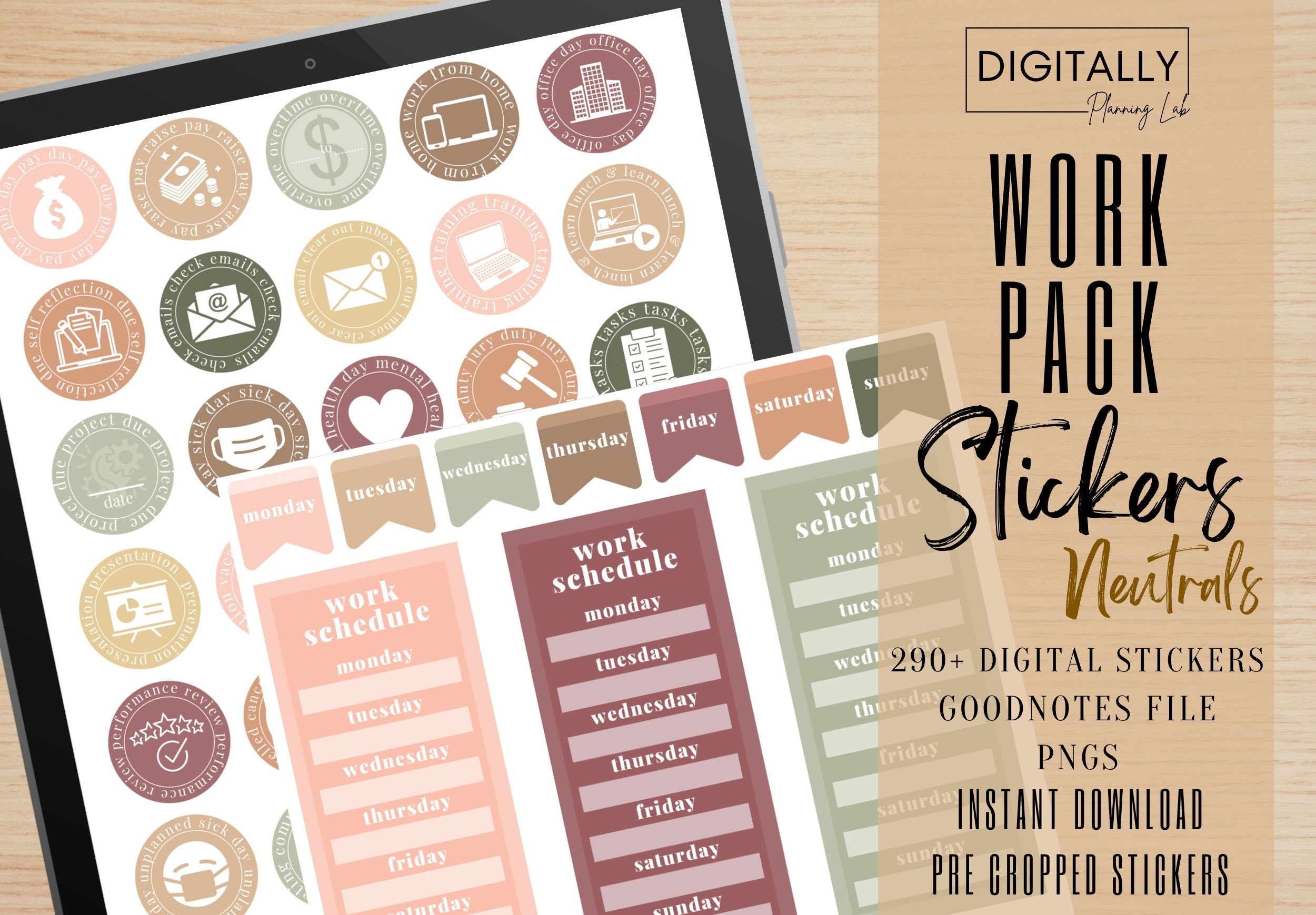 Work Widget & Stickers Neutrals Goodnotes Stickers PNG Digital Planning ...