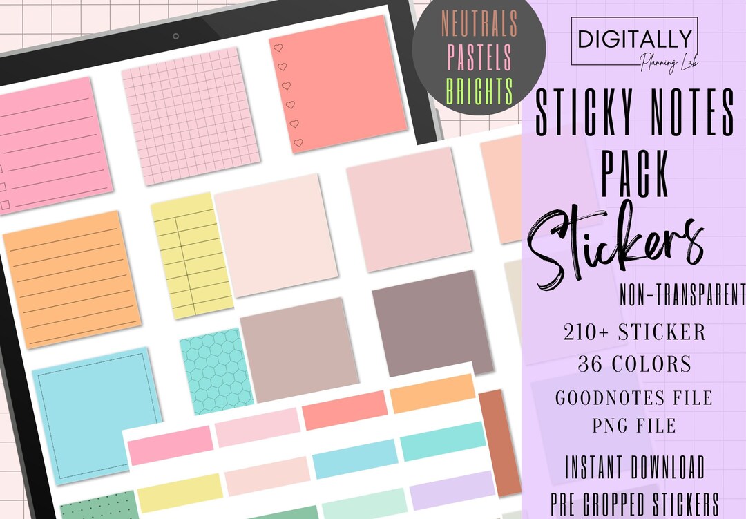 Sticky Notes Pack| Goodnotes Stickers | PNG | Digital Planning | iPad ...