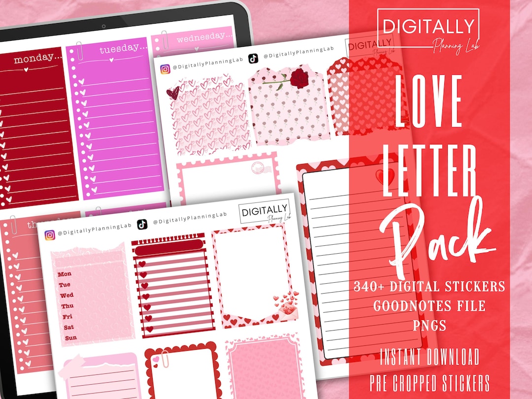Love Letter Sticker Pack| Goodnotes, Notability, Noteshelf, Xodo, Penly ...