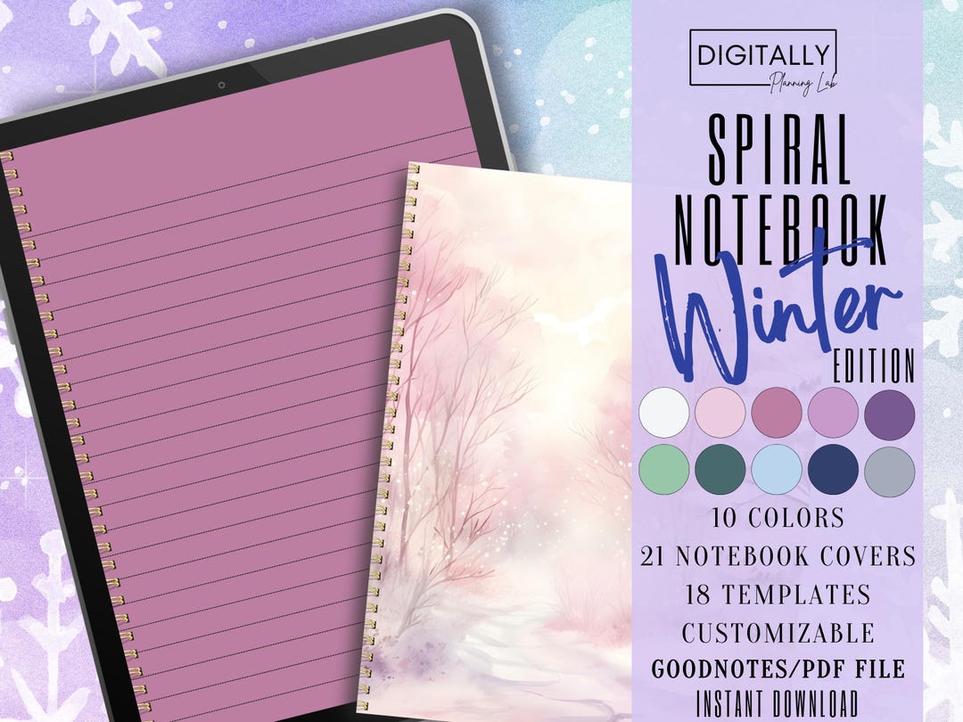 Digital Spiral Notebook Winter Colors | Goodnotes File | PNG | Digital ...