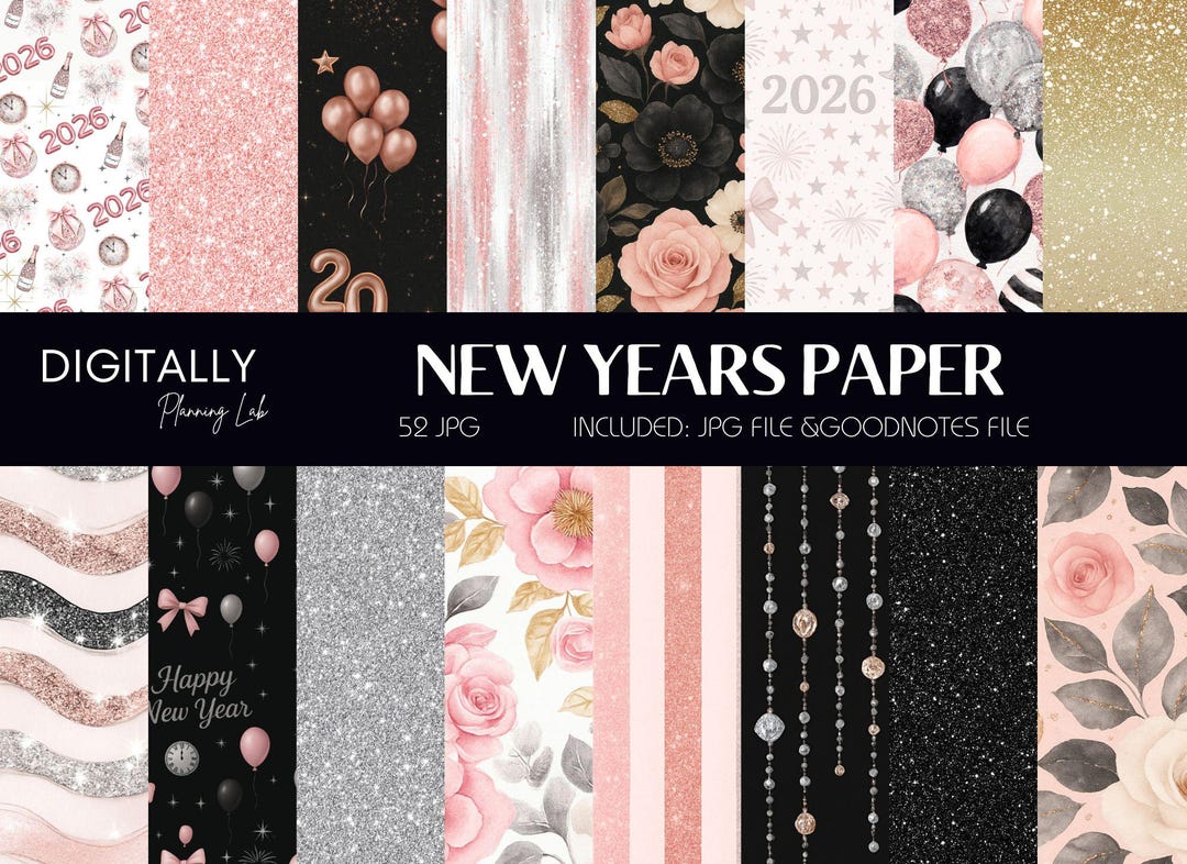 New Years Paper Pack| Goodnotes, Notability, Noteshelf, Xodo, Penly ...