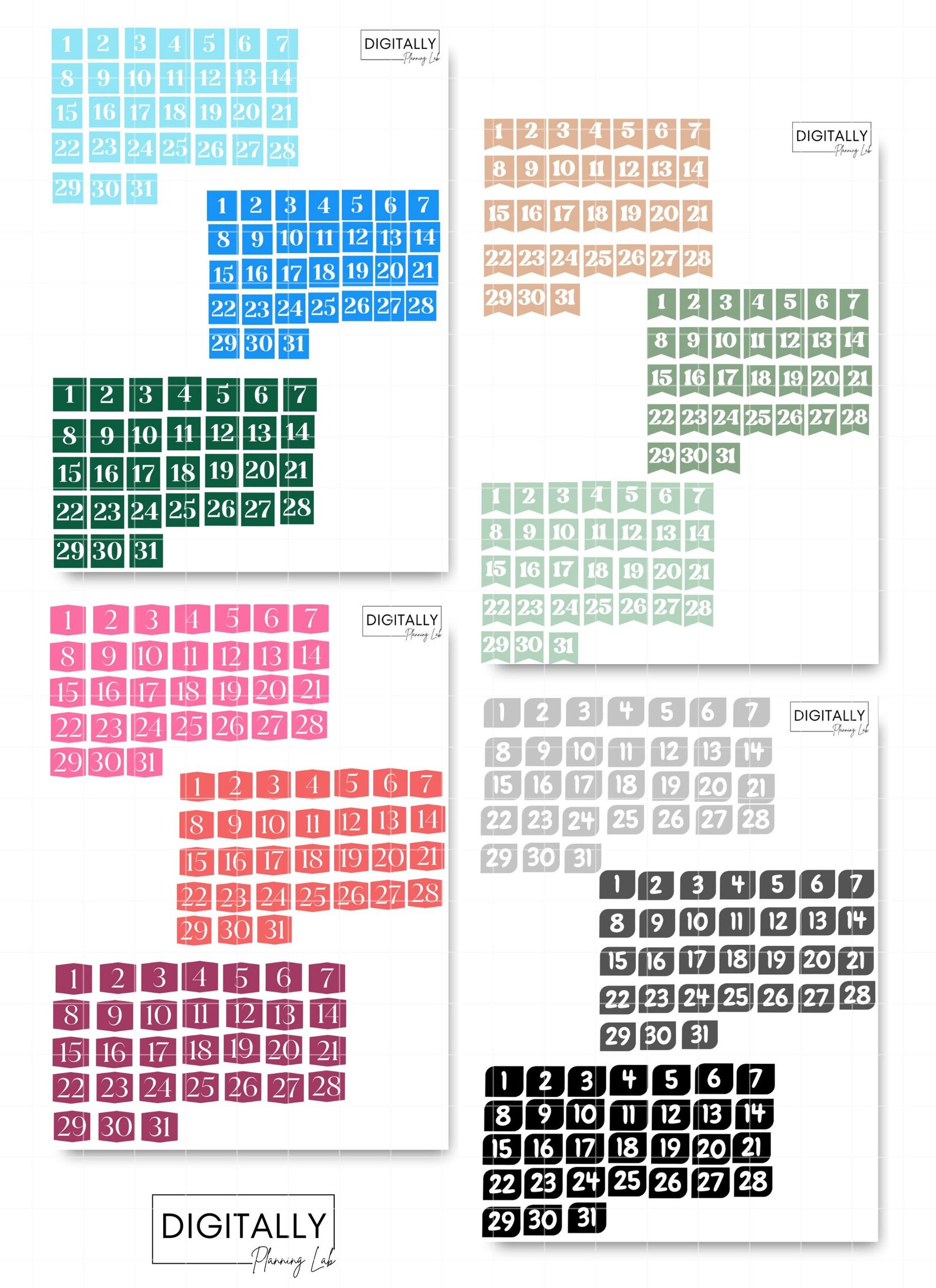 Date Dots Stickers- 60 Sets |goodnotes| PNG | Digital Planning| Pre ...
