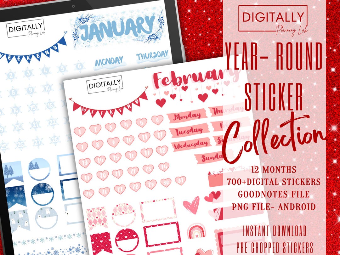 Year-round (12 Months) Digital Stickers | Goodnotes, Notability ...