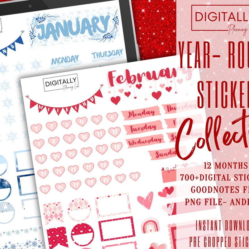 12 Month Digital Sticker - Etsy