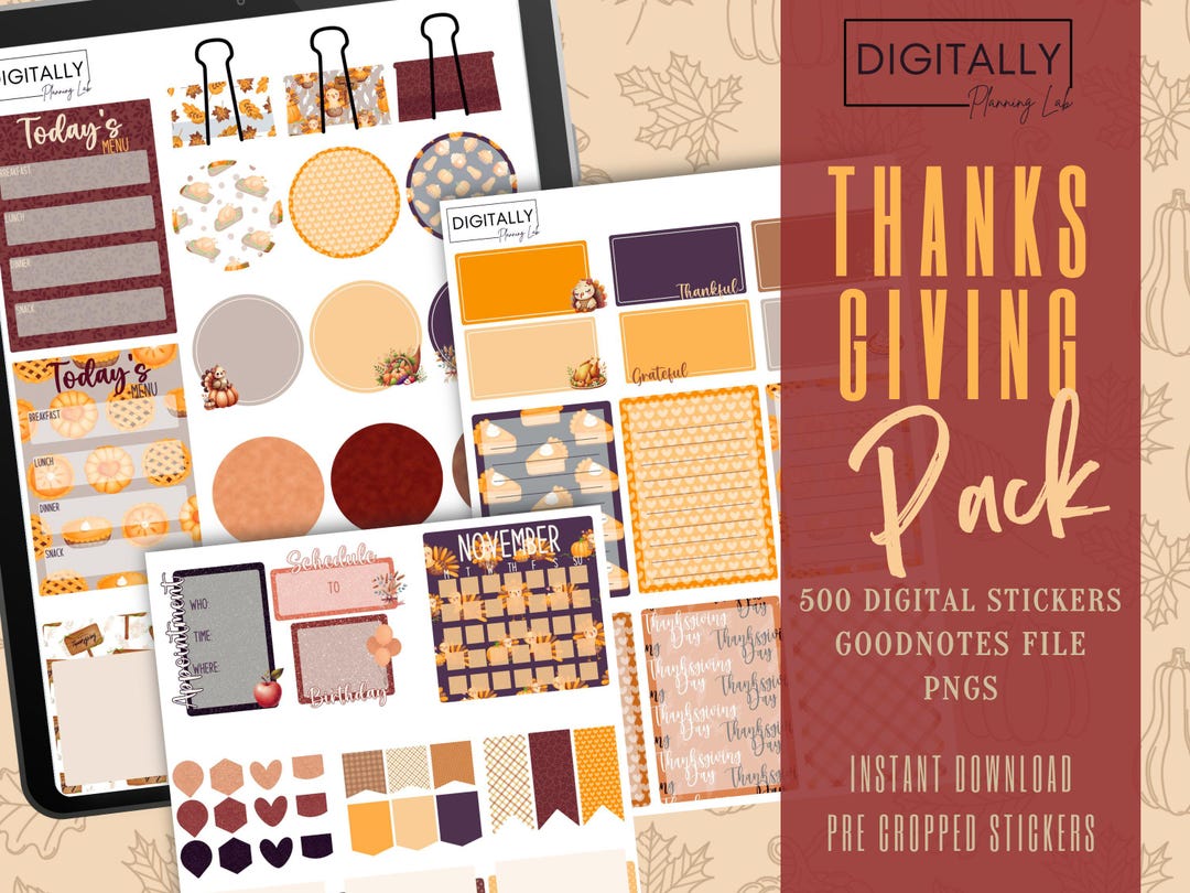 Thanksgiving Sticker Pack| Goodnotes, Notability, Noteshelf, Xodo ...