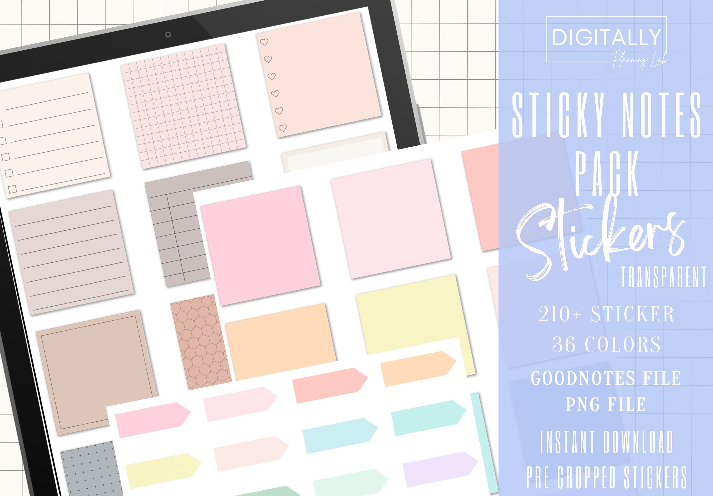 Sticky Notes Pack Transparent Goodnotes Stickers PNG Digital Planning ...