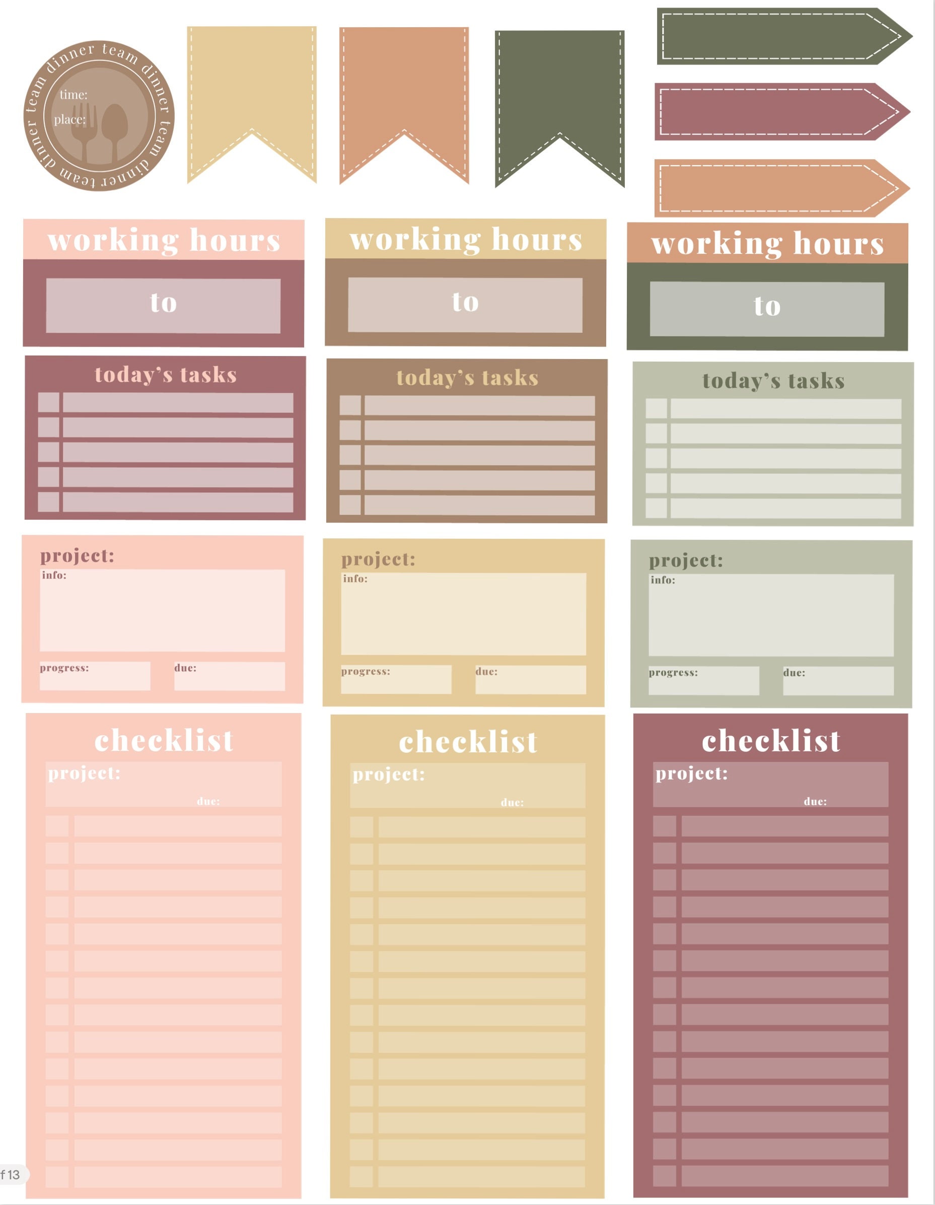 Work Widget & Stickers Neutrals Goodnotes Stickers PNG Digital Planning ...