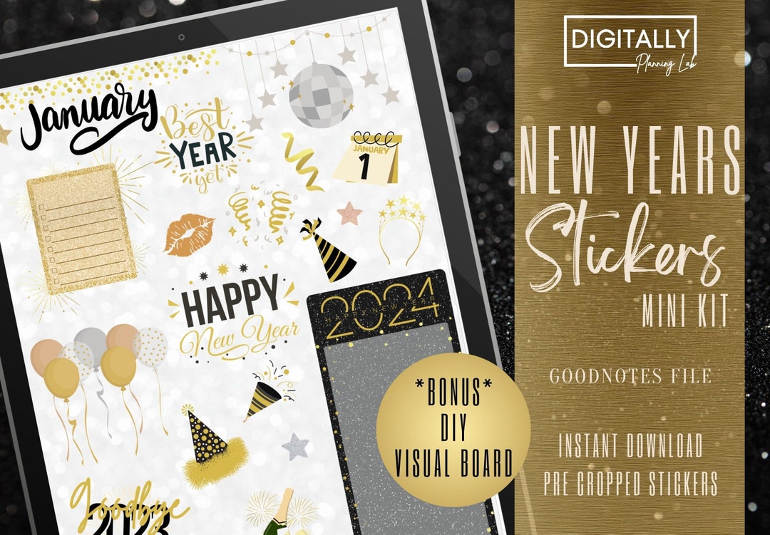 2024 New Years Mini Kit Digital Stickers | Goodnotes Stickers | PNG ...