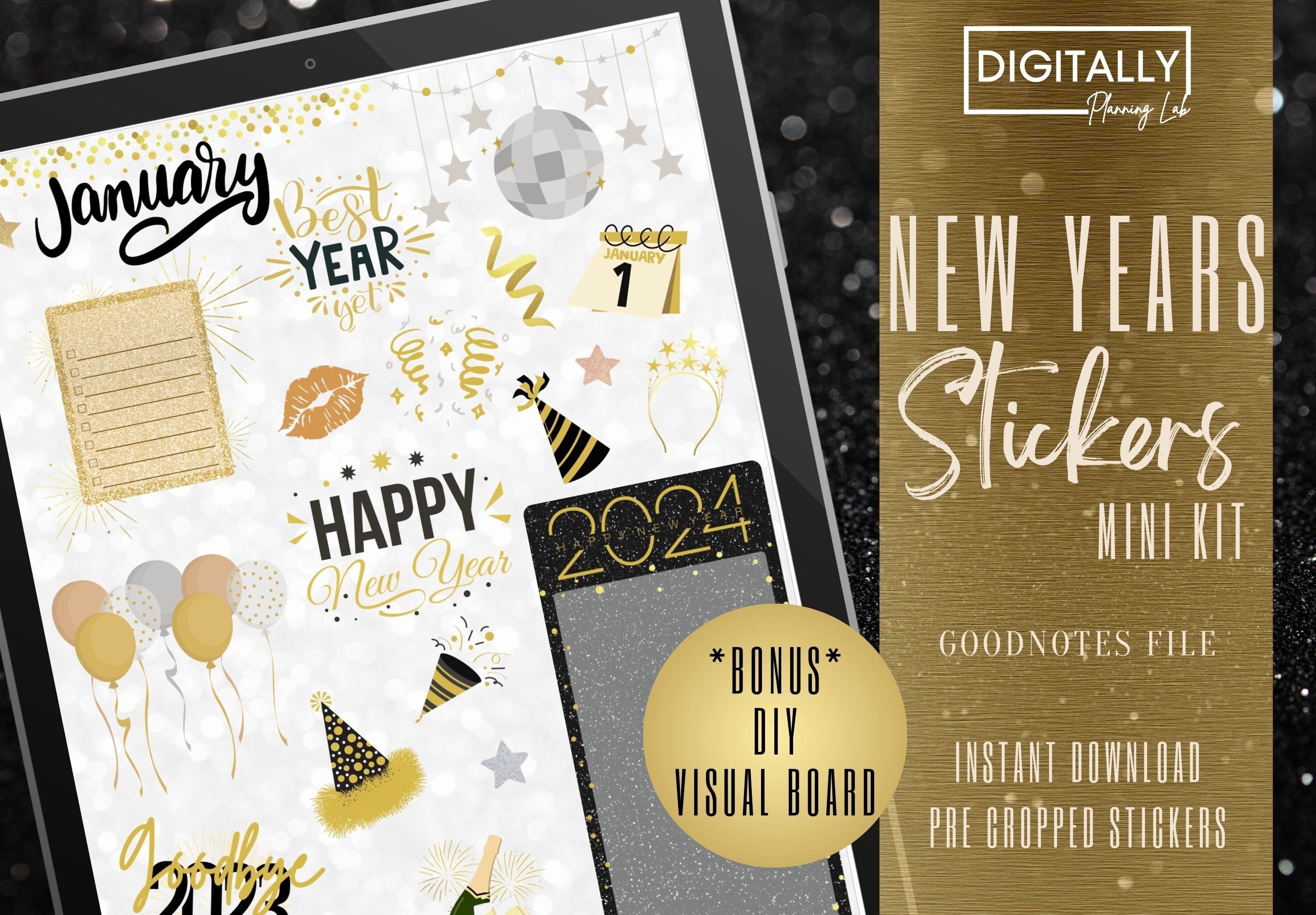 2024 New Years Mini Kit Digital Stickers | Goodnotes Stickers | PNG ...