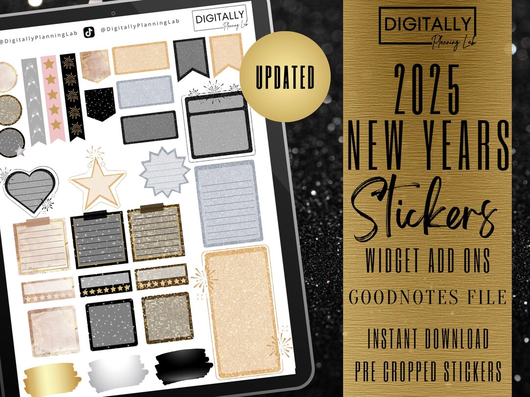 2025 New Years Add-on Widgets Stickers | Goodnotes Stickers | PNG ...