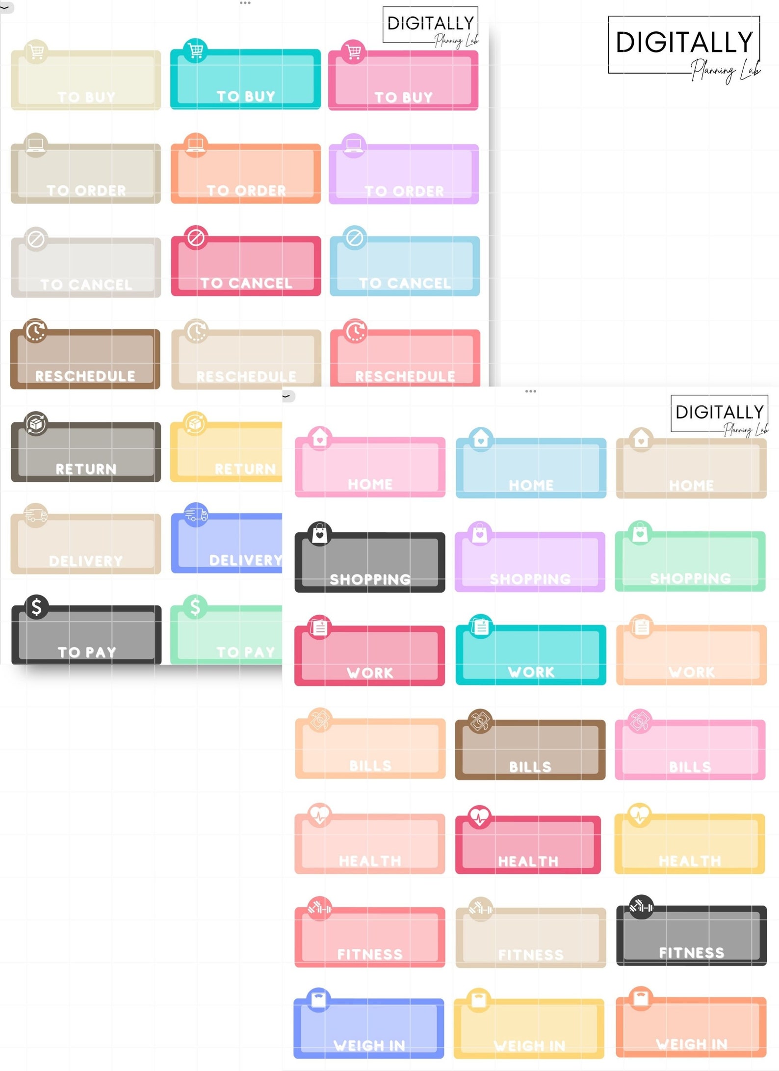 Everyday Labels Stickers | Goodnotes Stickers | PNG | Digital Planning ...