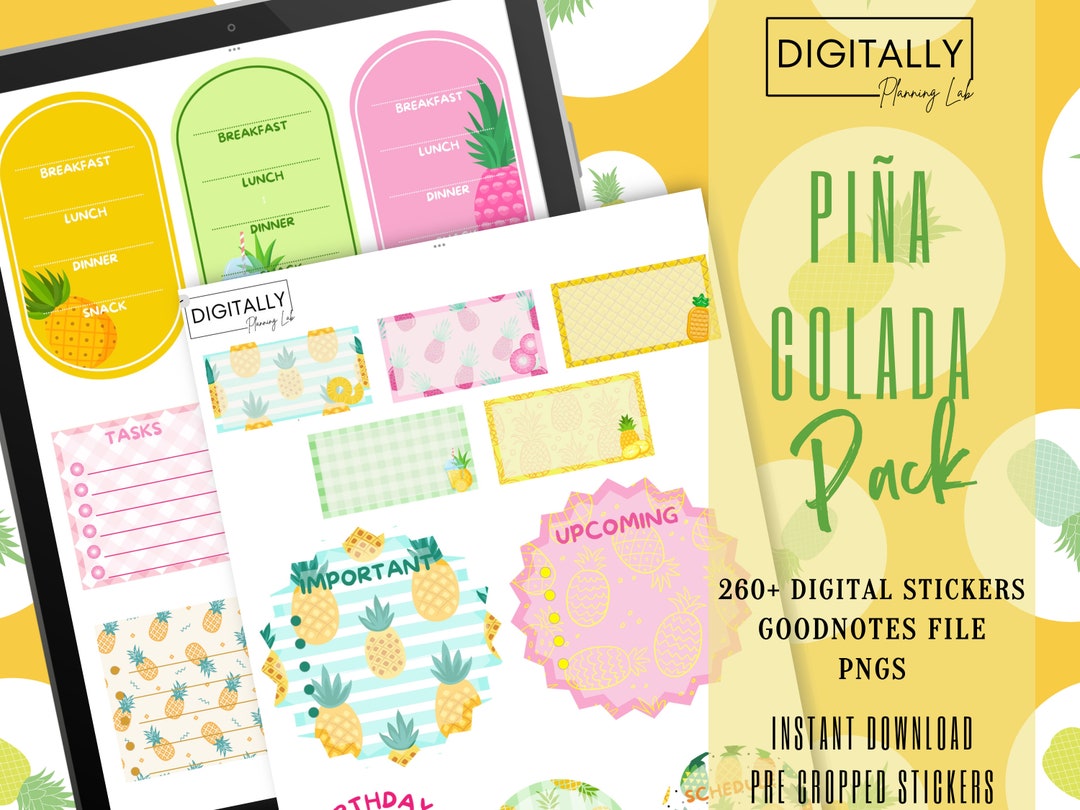 Piña Colada Digital Stickers | Goodnotes, Notability, Noteshelf, Xodo ...