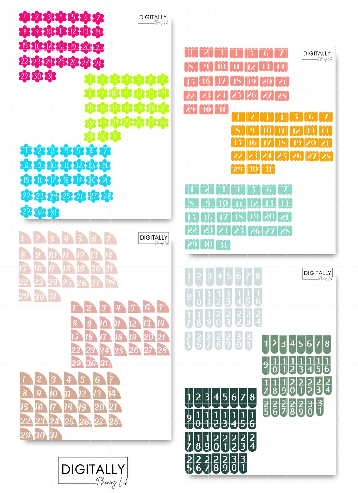 Date Dots Stickers- 60 Sets |goodnotes| PNG | Digital Planning| Pre ...