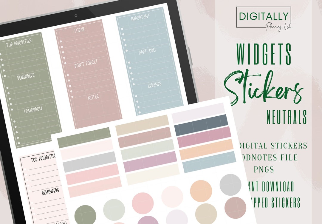 Widget Stickers | Goodnotes Stickers | PNG | Digital Planning | iPad ...