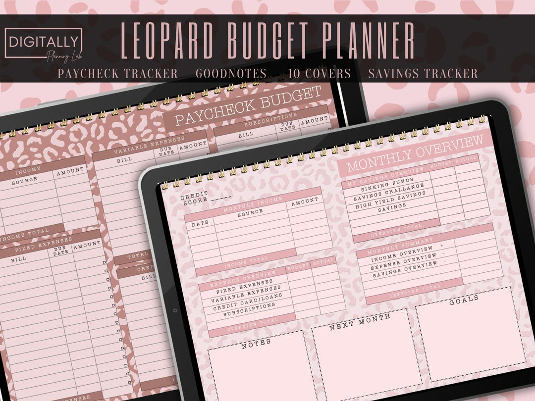 Leopard Budget Planner |landscape| Gold Spiral | Goodnotes | Digital ...