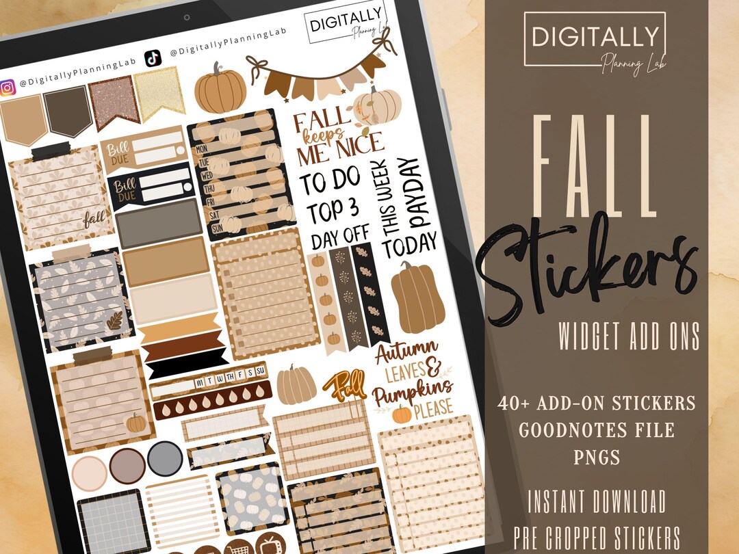 Fall Add-on Stickers| Goodnotes, Notability, Noteshelf, Xodo, Penly ...