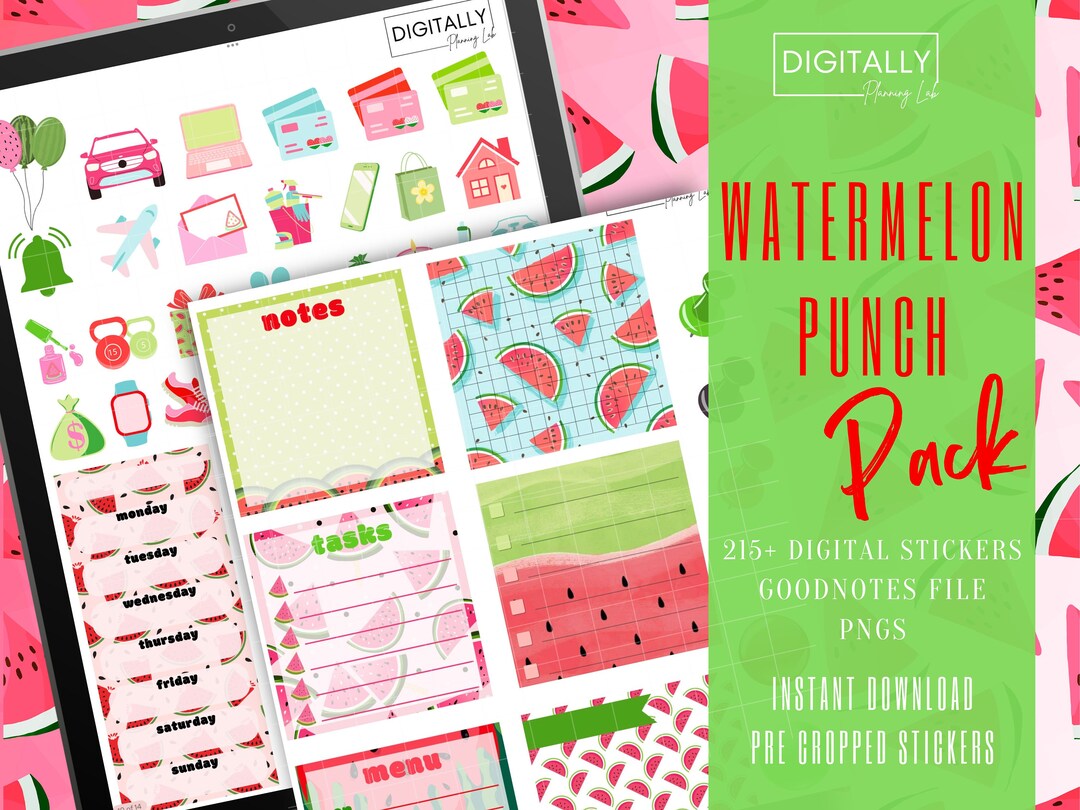 Watermelon Punch Pack Digital Stickers | Goodnotes Stickers | PNG ...