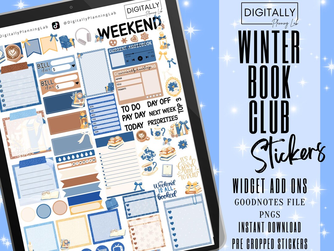 Winter Book Club Add-on Stickers| Goodnotes, Notability, Noteshelf ...