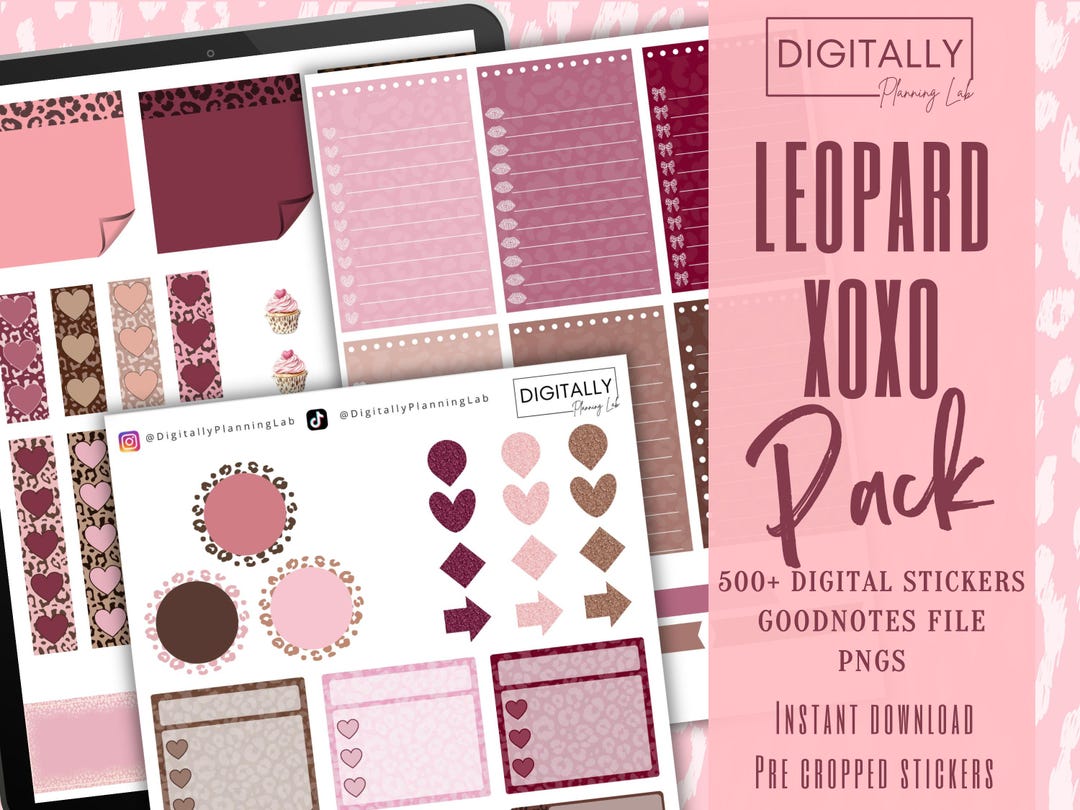 Leopard Xoxo Sticker Pack| Goodnotes, Notability, Noteshelf, Xodo ...