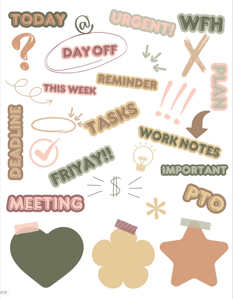 Work Widget & Stickers Neutrals Goodnotes Stickers PNG Digital Planning ...