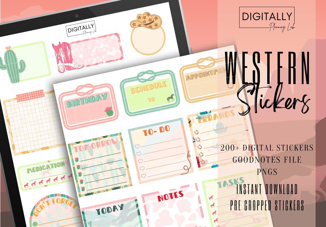 Western Widgets & Stickers| Goodnotes Stickers | PNG | Digital Planning ...