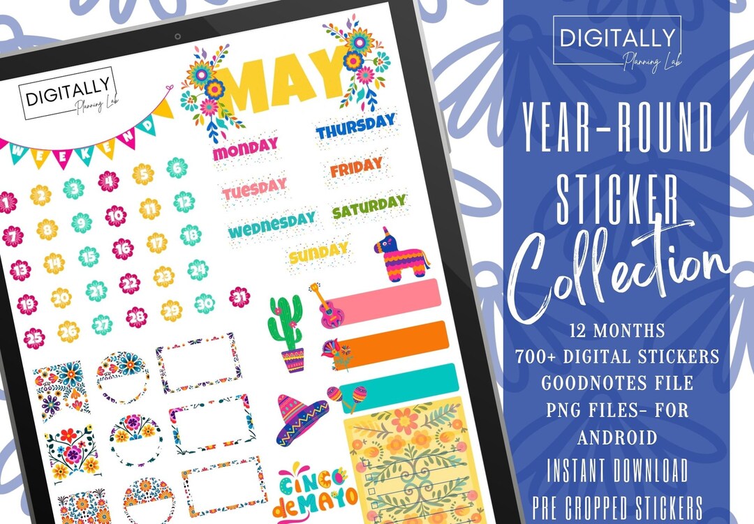 Year-round 12 Months Digital Stickers Goodnotes, Notability, Noteshelf ...