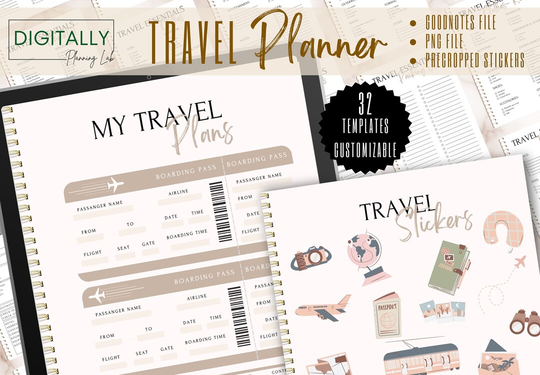 Travel Digital Planner | Goodnotes Travel Planner | PNG | iPad Travel ...