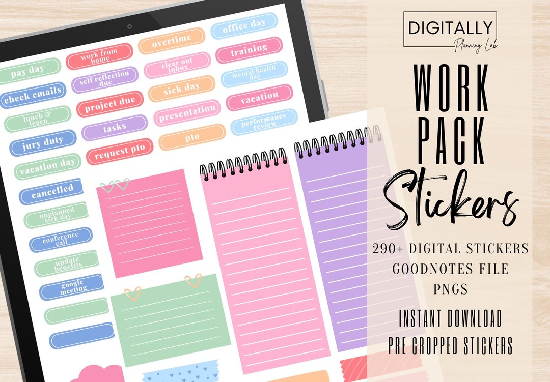 Work Widget & Stickers | Goodnotes Stickers | PNG | Digital Planning ...