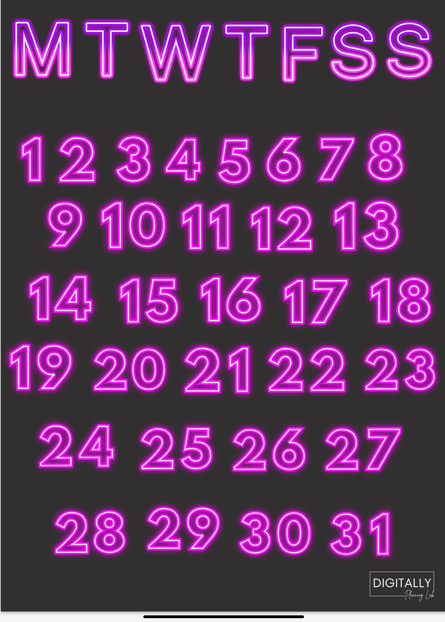 Neon Widgets & Stickers Goodnotes Stickers PNG Digital Planning iPad ...