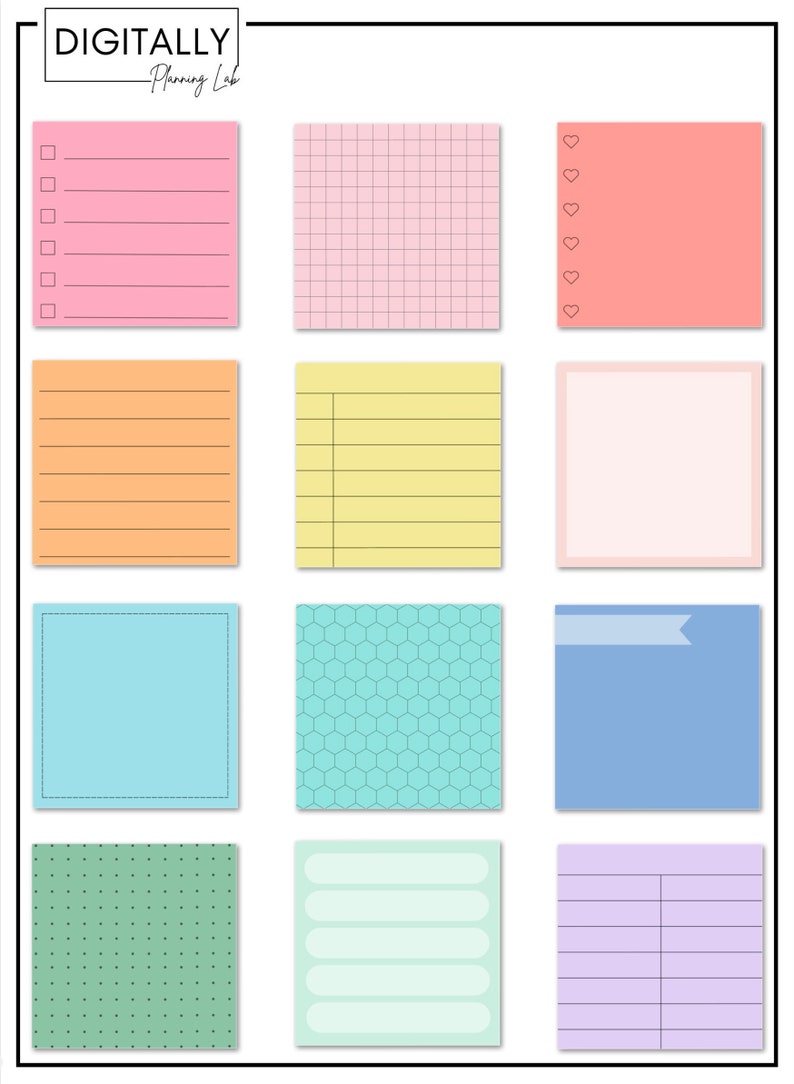 Sticky Notes Pack Goodnotes Stickers PNG Digital Planning iPad Planning ...