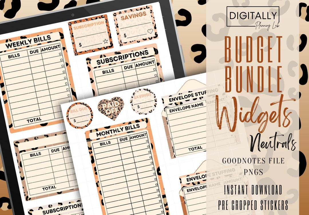 Leopard- Neutral Budget Bundle Widget Stickers | Goodnotes Stickers ...
