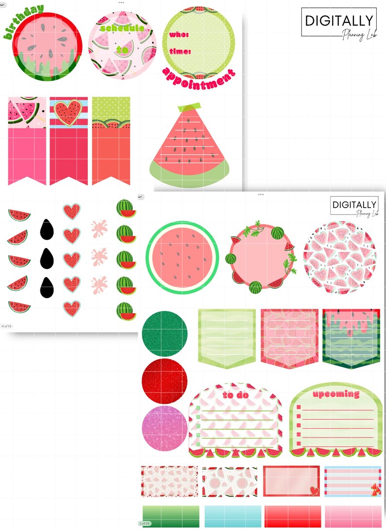 Watermelon Punch Pack Digital Stickers | Goodnotes Stickers | PNG ...