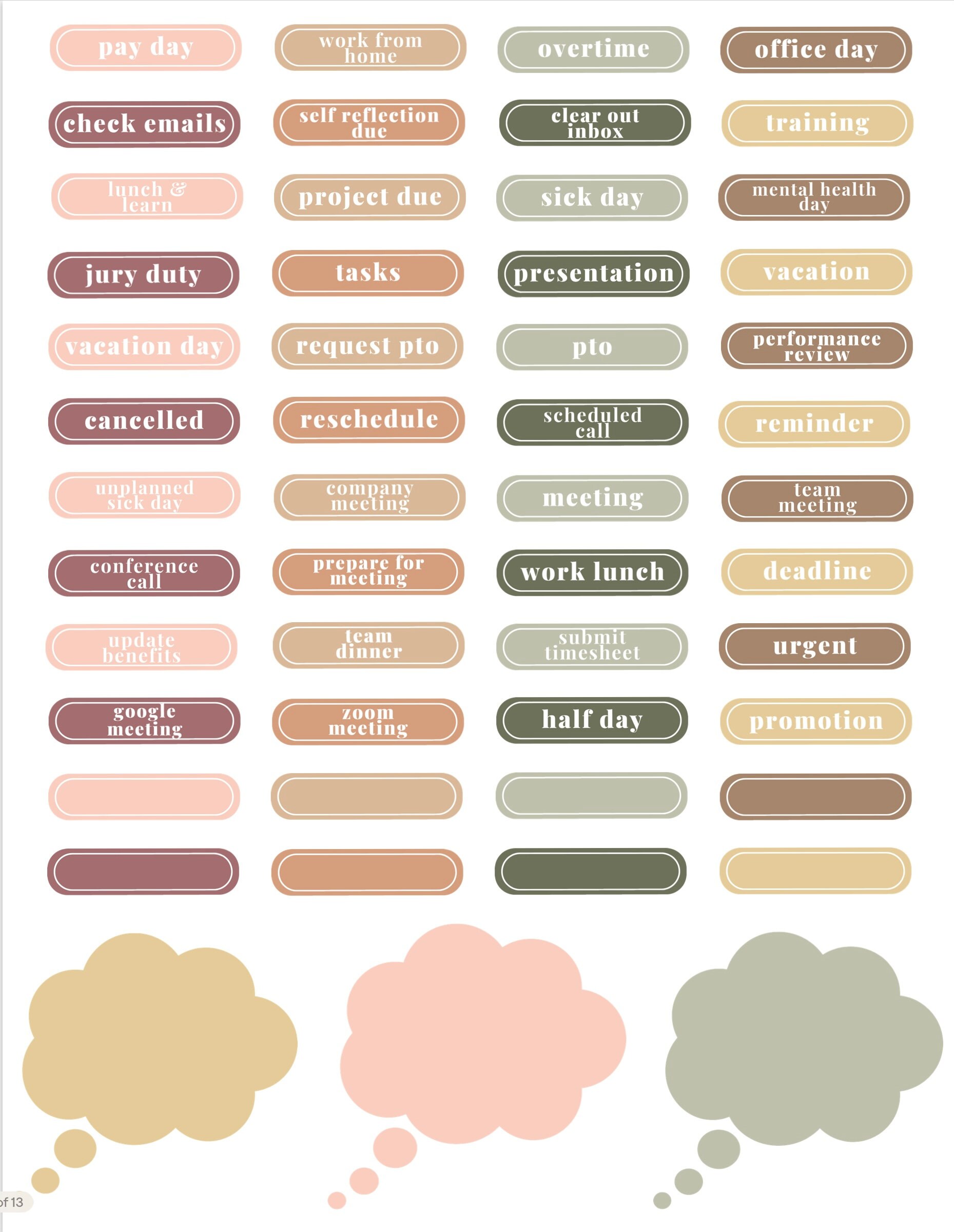 Work Widget & Stickers Neutrals Goodnotes Stickers PNG Digital Planning ...