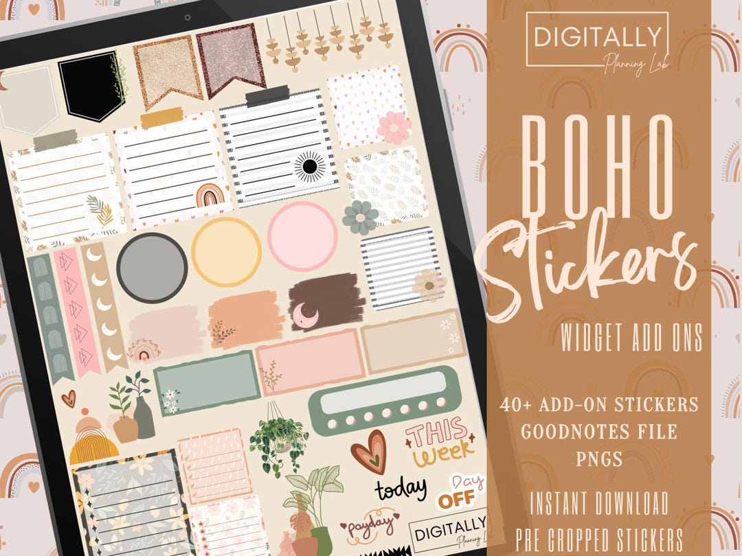 Boho Widget Add Ons| Goodnotes, Notability, Noteshelf, Xodo, Penly ...