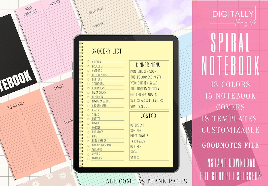 Digital Spiral Notebook | Goodnotes Stickers | PNG | Digital Planning ...