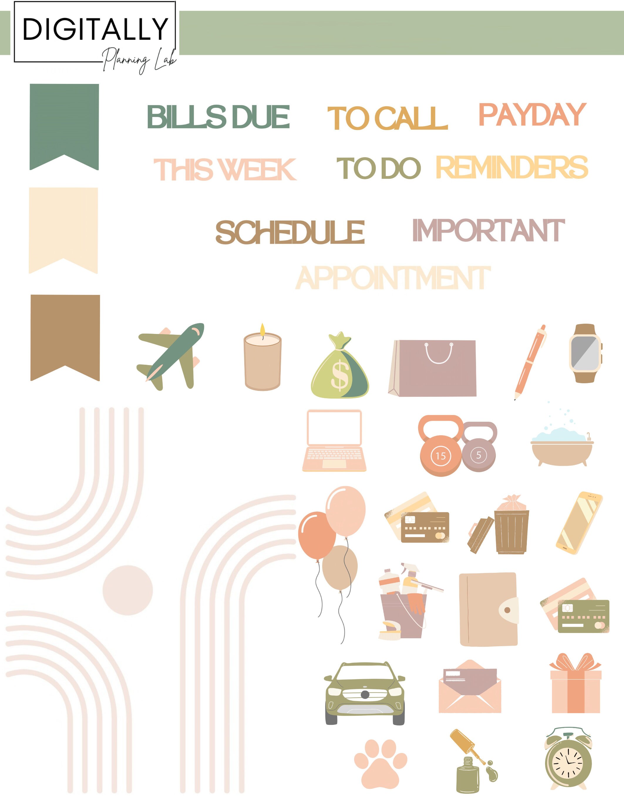 Boho Digital Stickers Goodnotes Stickers PNG Digital - Etsy