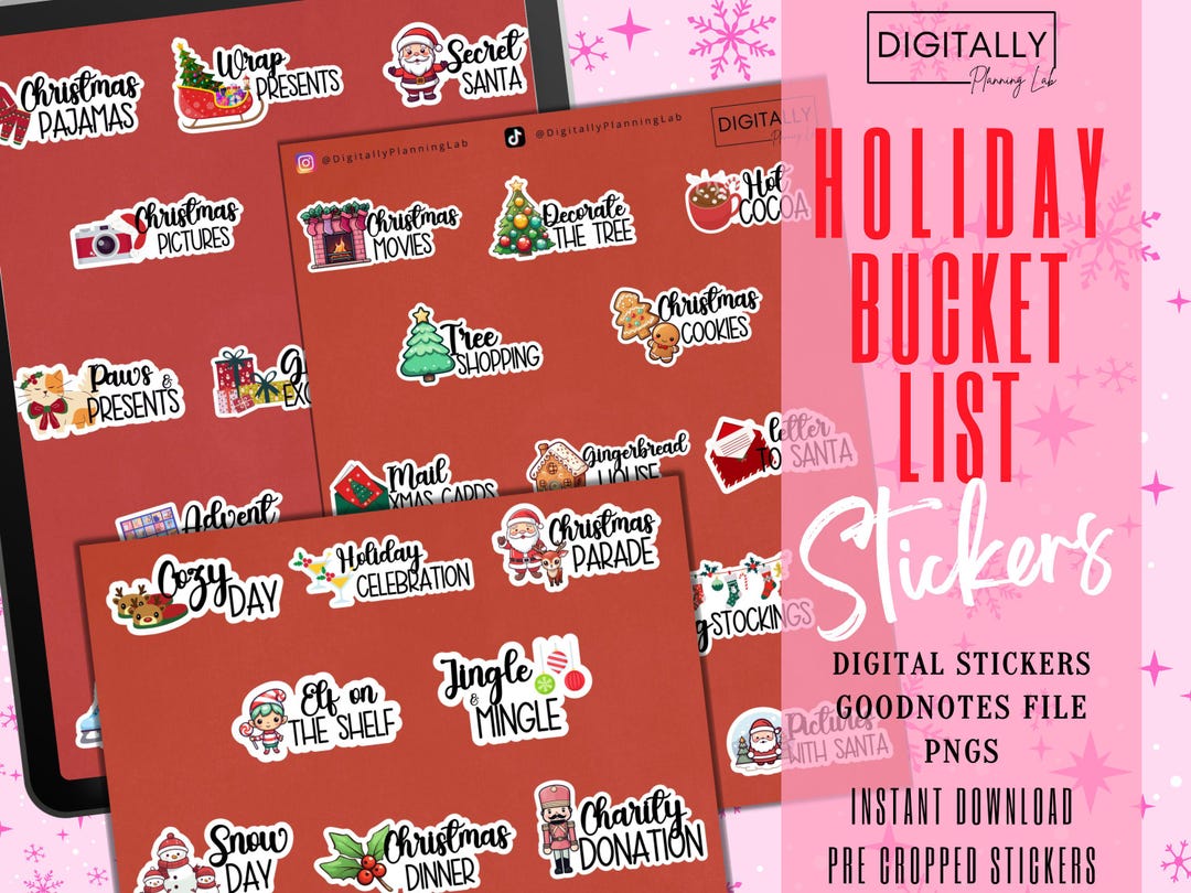 Holiday Bucket List Sticker Pack| Goodnotes, Notability, Noteshelf ...
