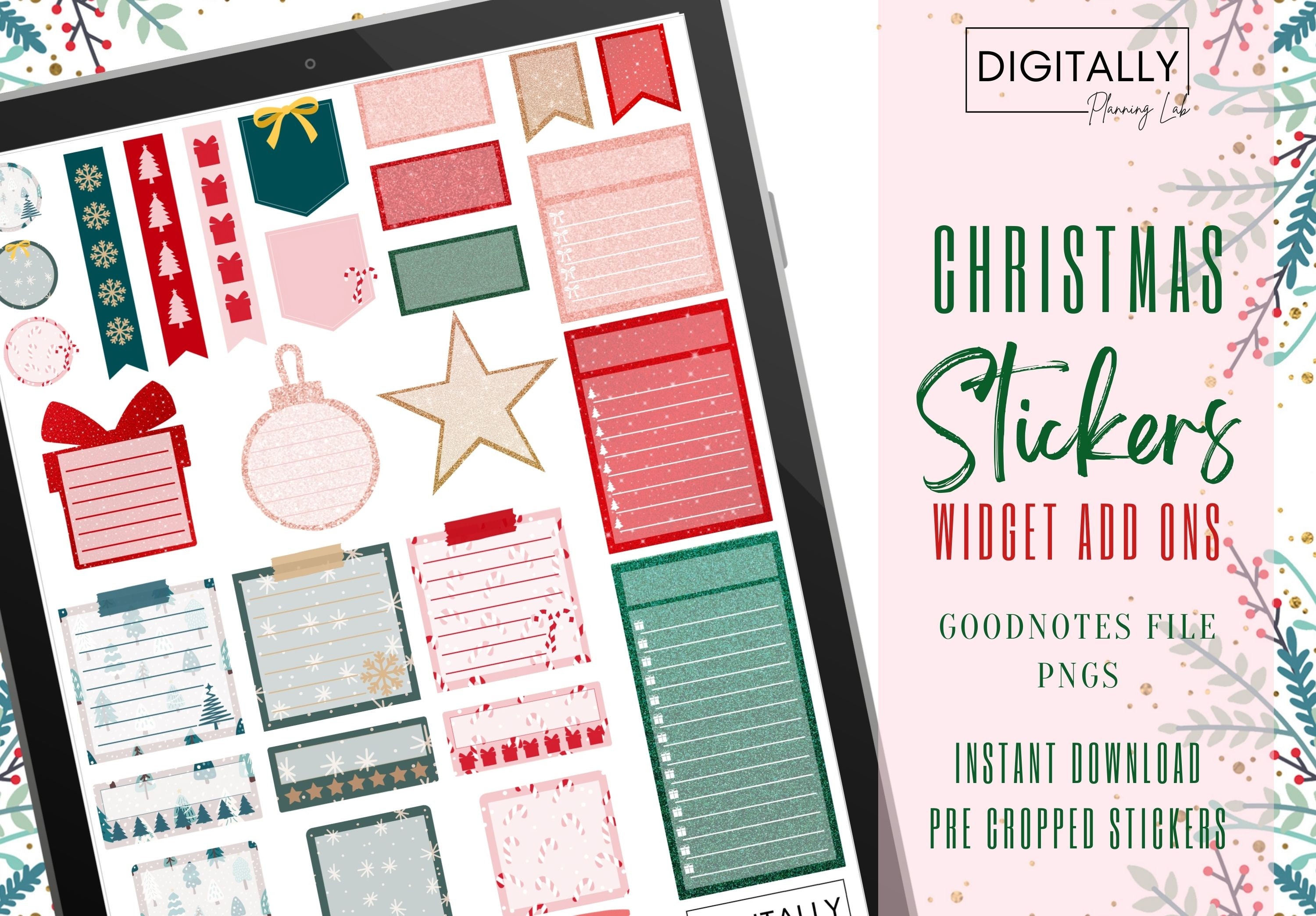 Christmas Add-on Widgets Stickers Goodnotes Stickers PNG Digital ...