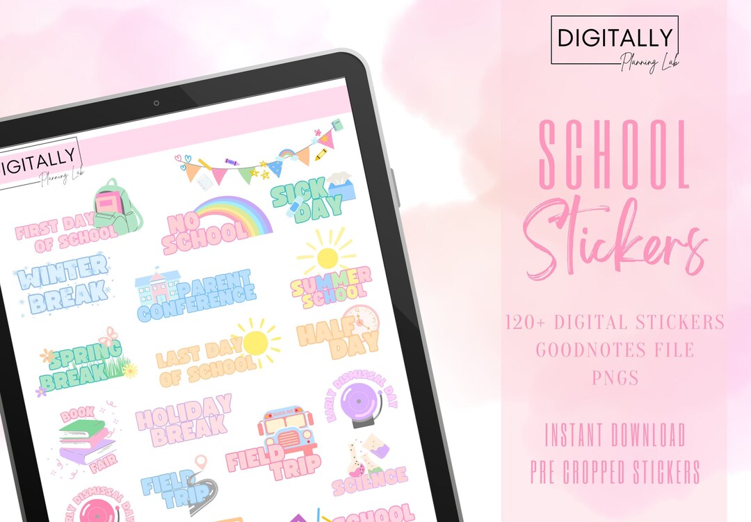 School Digital Stickers | Goodnotes Stickers | PNG | Digital Planning ...