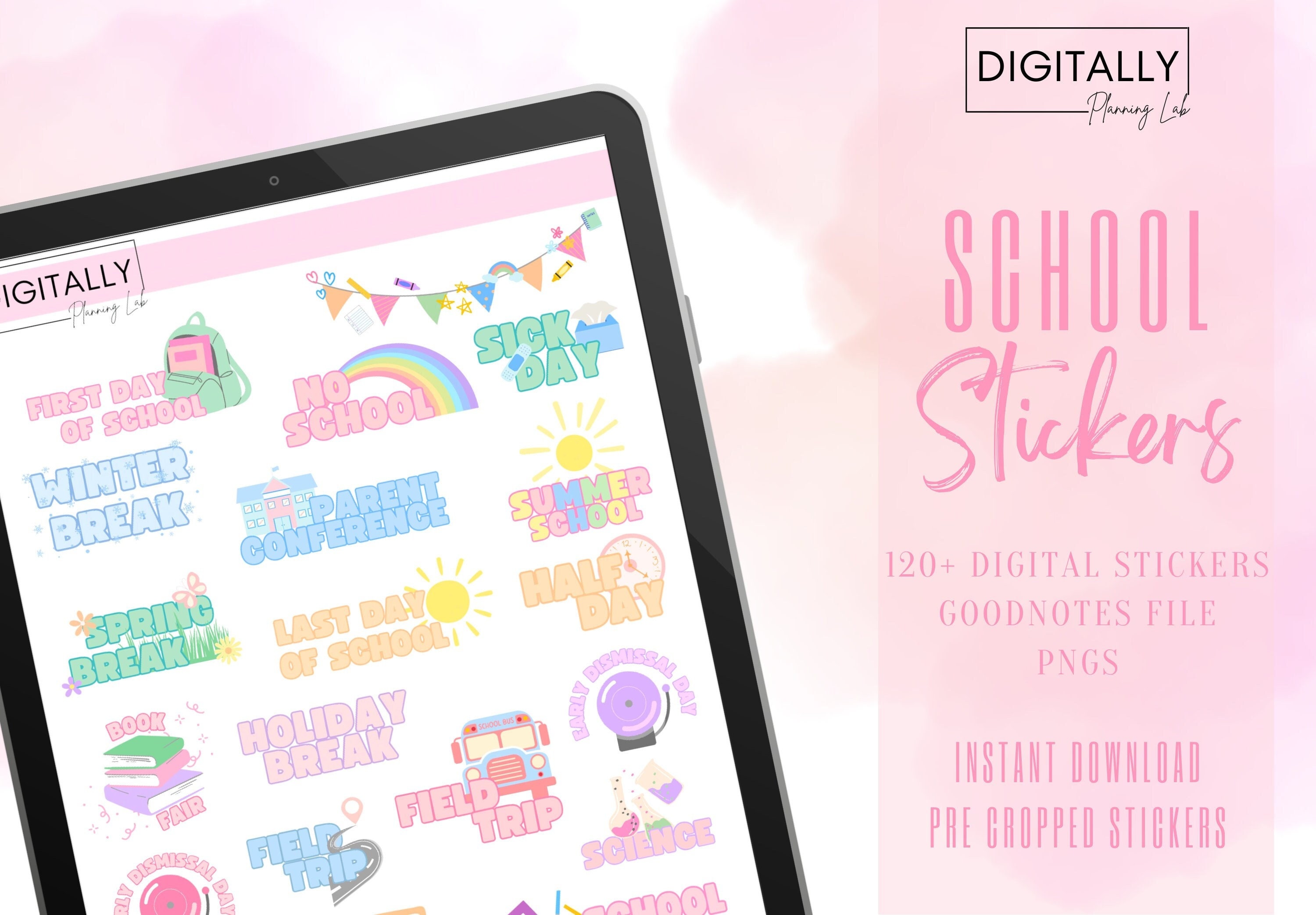 School Digital Stickers | Goodnotes Stickers | PNG | Digital Planning ...