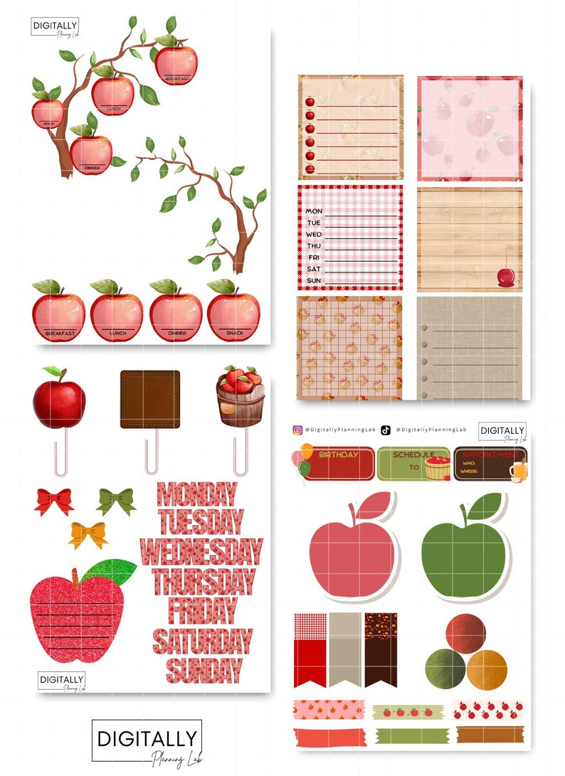 Apple Orchard Stickers Pack| Goodnotes, Notability, Noteshelf, Xodo ...