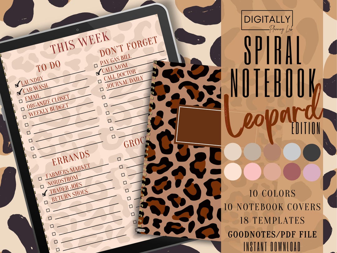 Leopard Notebook| Goodnotes, Notability, Noteshelf, Xodo, Penly | PNG ...