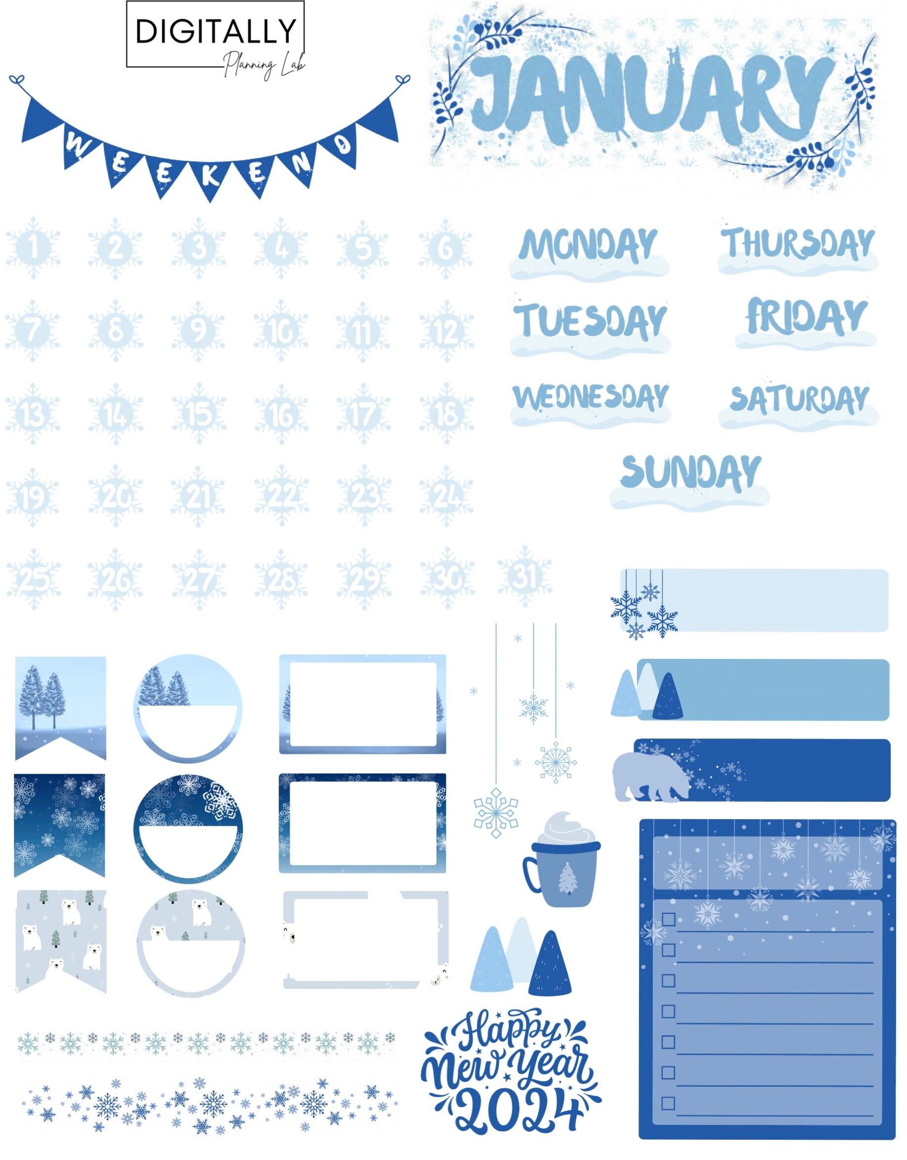 Year-round (12 Months) Digital Stickers | Goodnotes, Notability ...