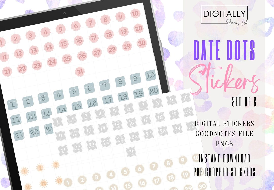 Date Dots Stickers | Goodnotes Stickers | PNG | Digital Planning | iPad ...