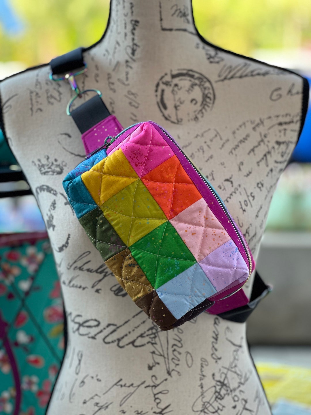 Quilted Patchwork Belt Bag, Fanny Pack, Crossbody Bag, Speckled Fabric ...