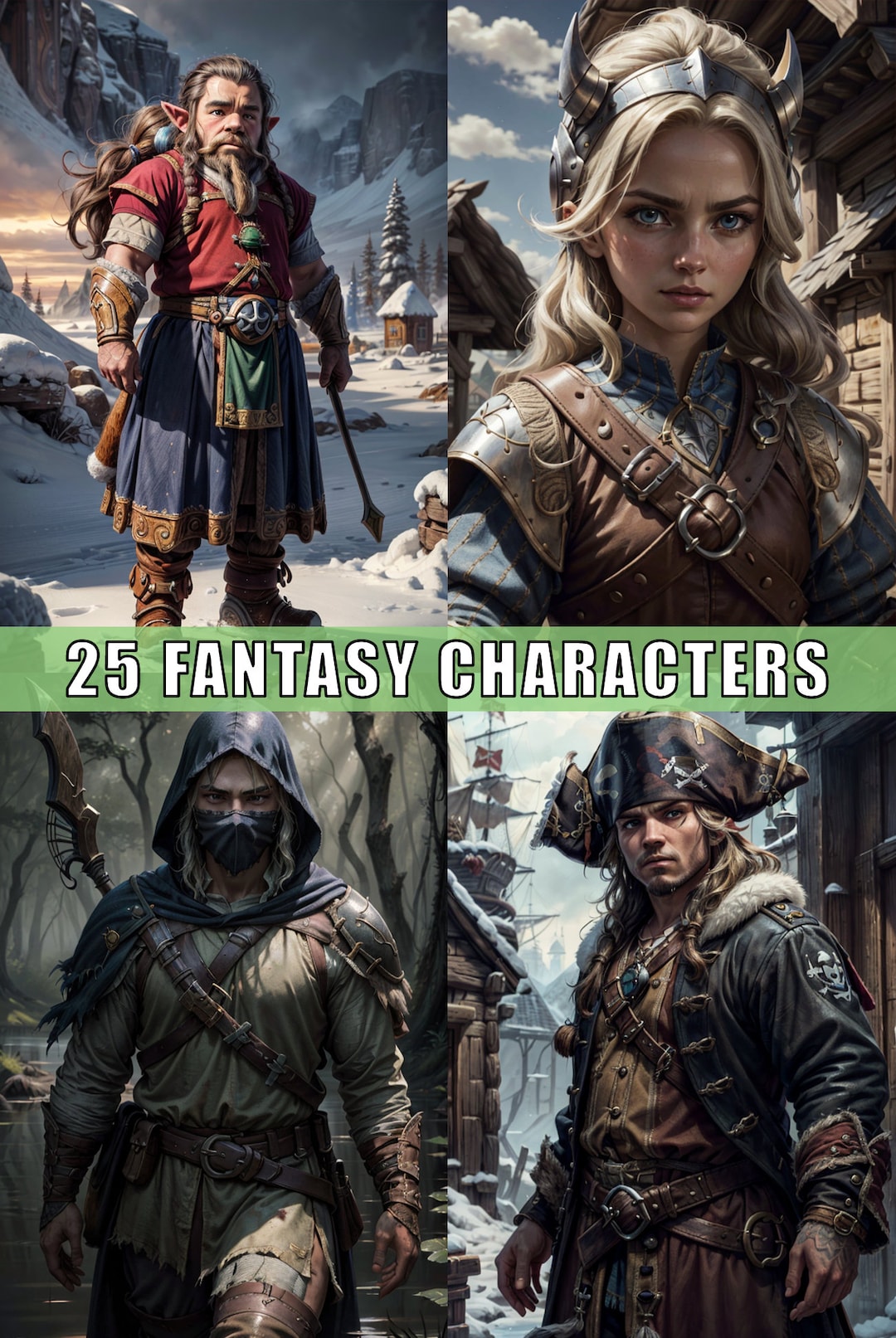 Dnd Character Art Illustration BUNDLE - 25 Fantasy Character Portraits ...