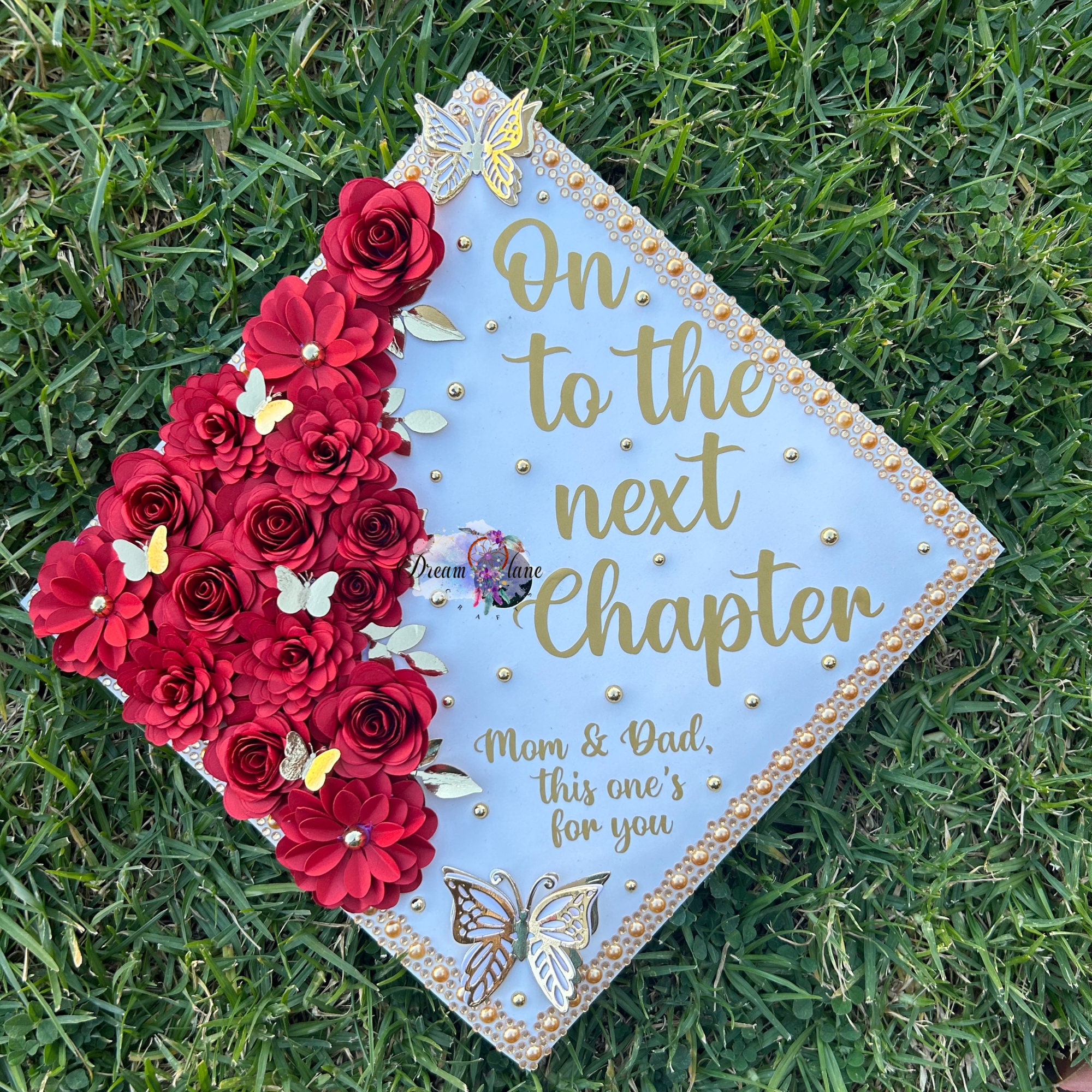 Custom Grad Cap Topper, BLING 3D Paper Flowers, Graduation Cap Designs ...