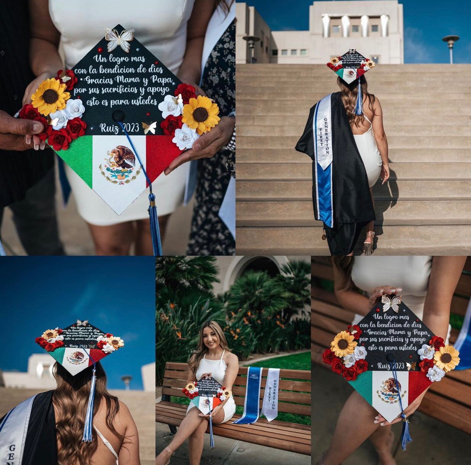 Graduation Flower Cap Topper, 1st Generation Graduate, Mexico ...