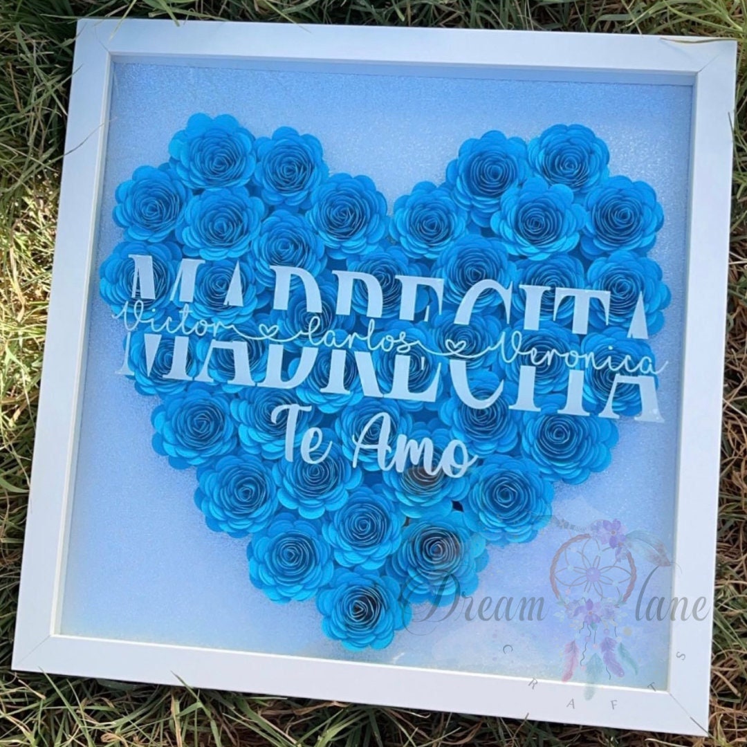 Customizable Heart Flower Shadow Box, Personalized Gift (12x12) - Etsy
