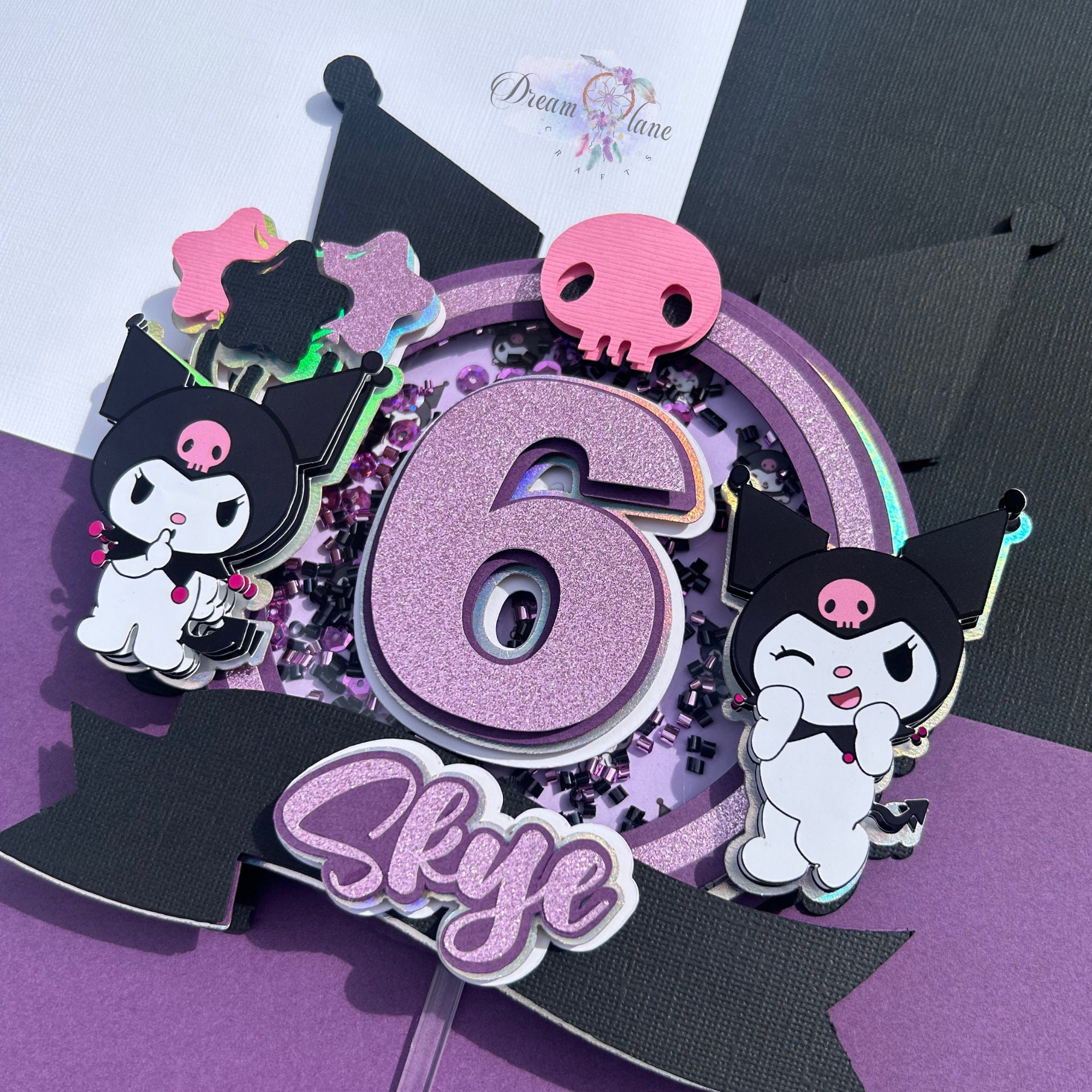 Kawaiii Dark Cat Cake Topper, Personalized Birthday Party Decor - Etsy
